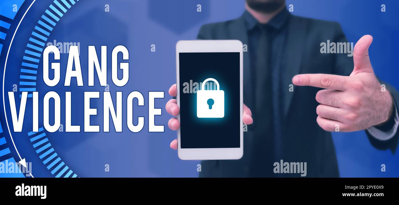 Sign displaying Gang Violence. Conceptual photo infringement of the ...