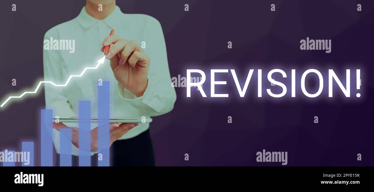Text sign showing Revision. Business overview action of revising over ...