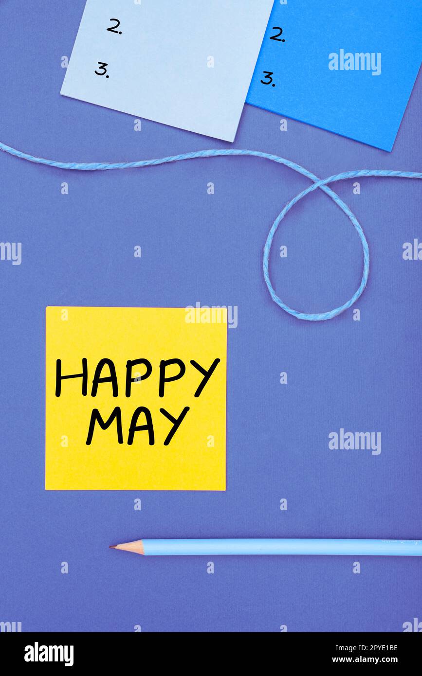 Hand writing sign Happy May. Conceptual photo Happy new month Best ...