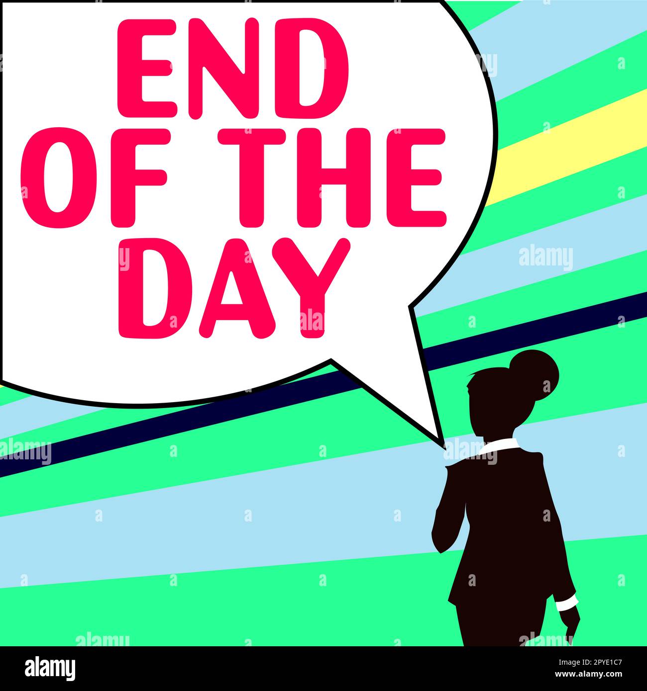 Text sign showing End Of The Day. Business concept finishing today ...