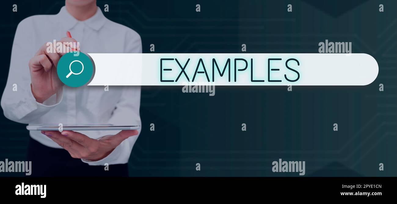 Text caption presenting Examples, Business concept photo Sample Model ...