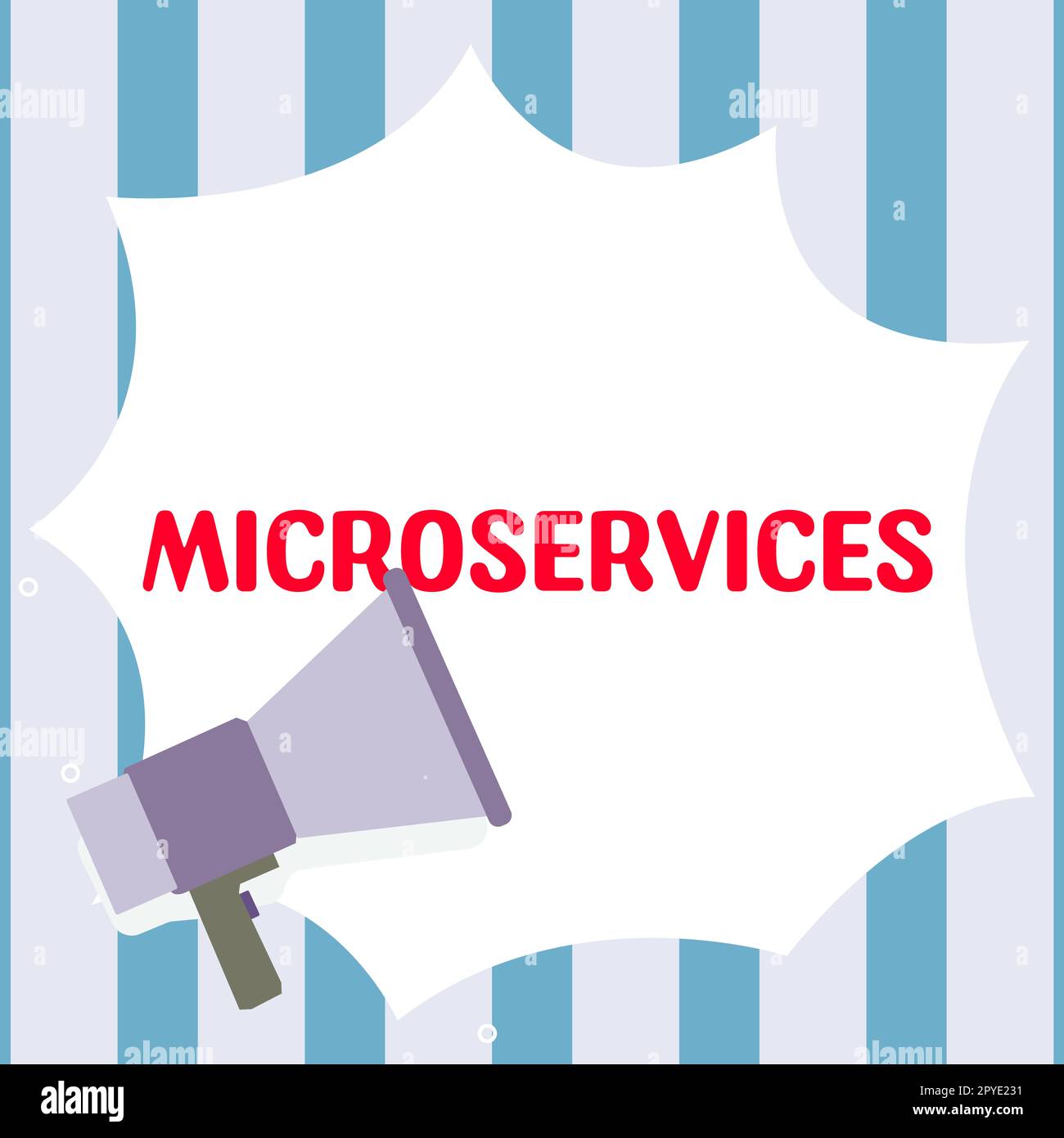 Text caption presenting Microservices. Word for Software development ...