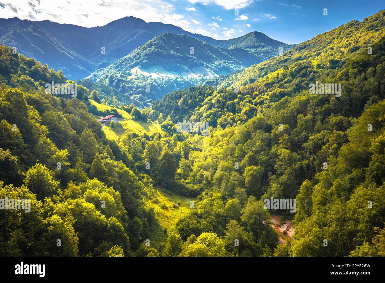 Alpine landscape of Dolomites Alps landscape view Stock Photo - Alamy