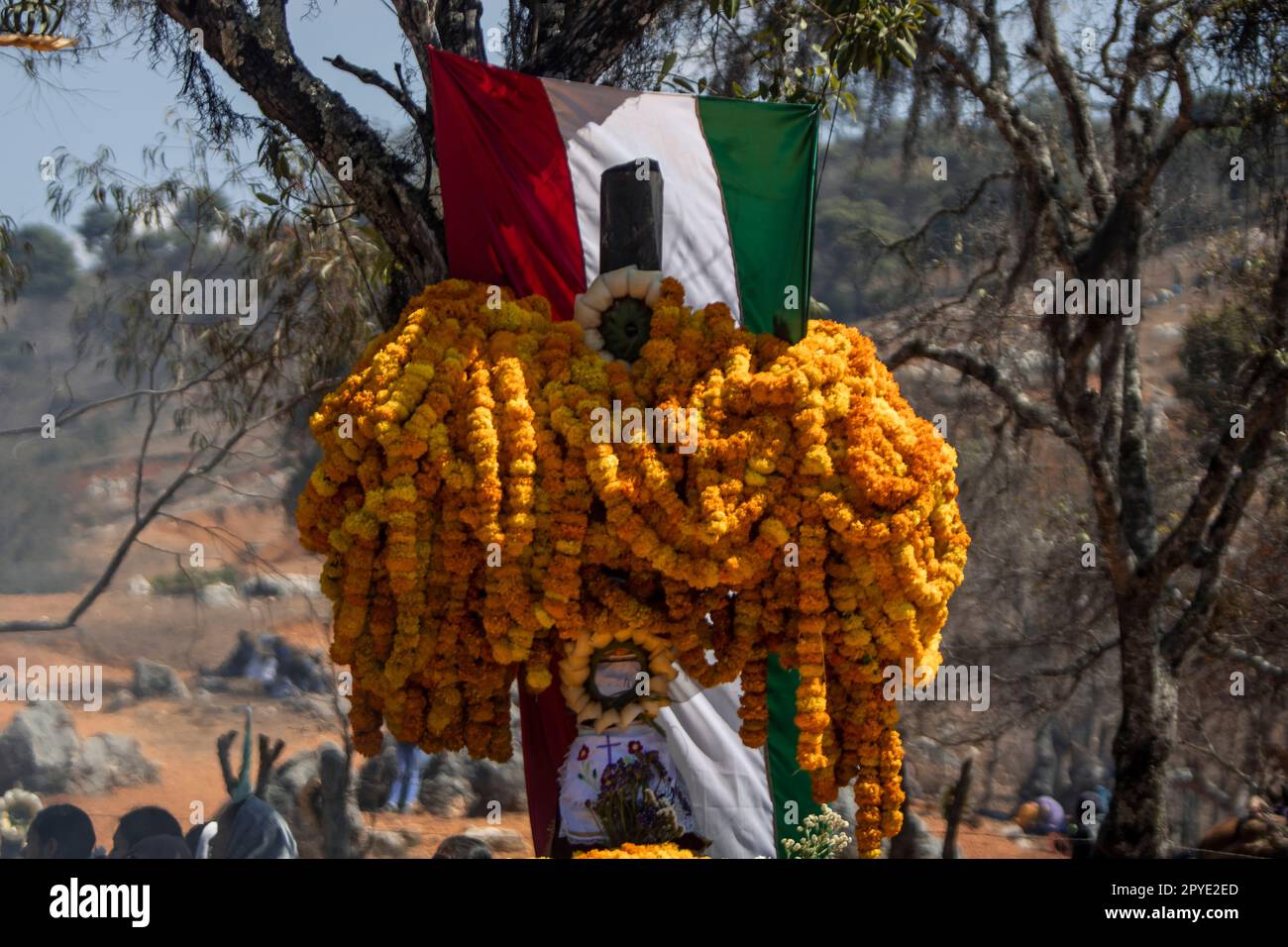 Acatlan, Mexico, 02/05/2023, Offering at the altar of the holy cross ...