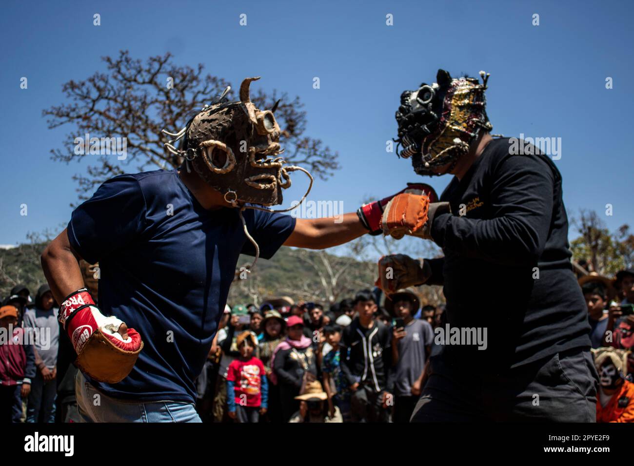 Acatlan, Mexico, 02/05/2023, Tecuan fight. Inhabitants of the Nahua ...