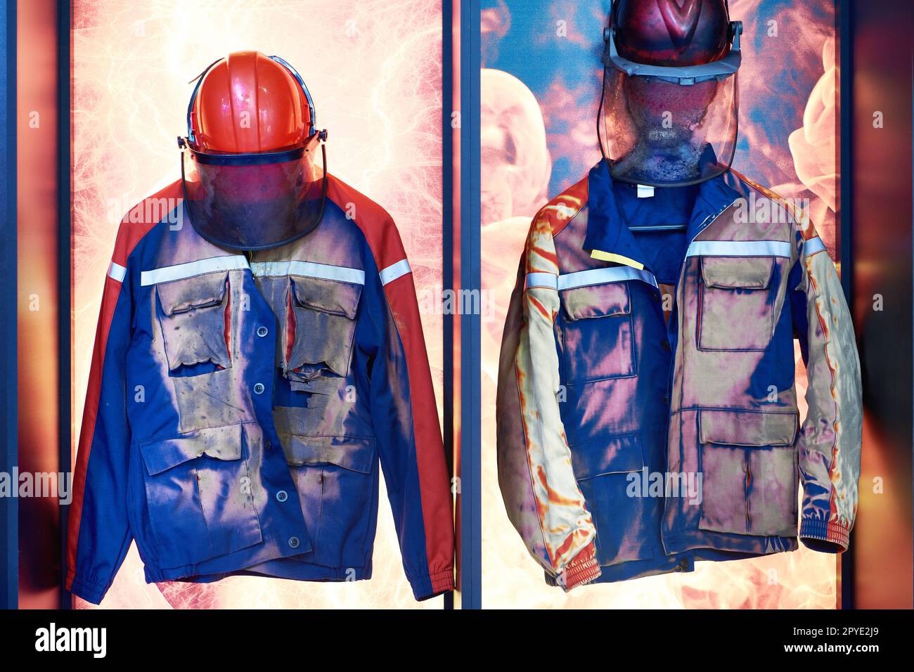 Working jacket after exposure to an flame Stock Photo - Alamy