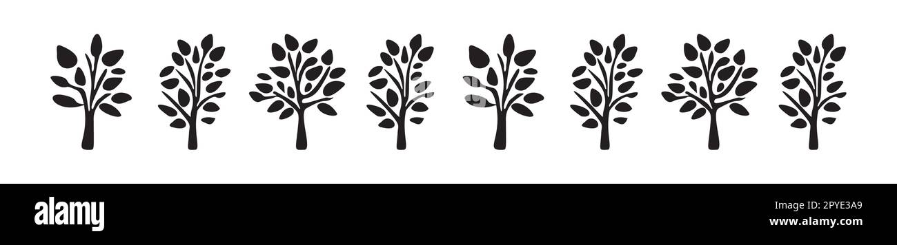 Quirky woodland tree scandi linocut vector border. Washi tape design in ...