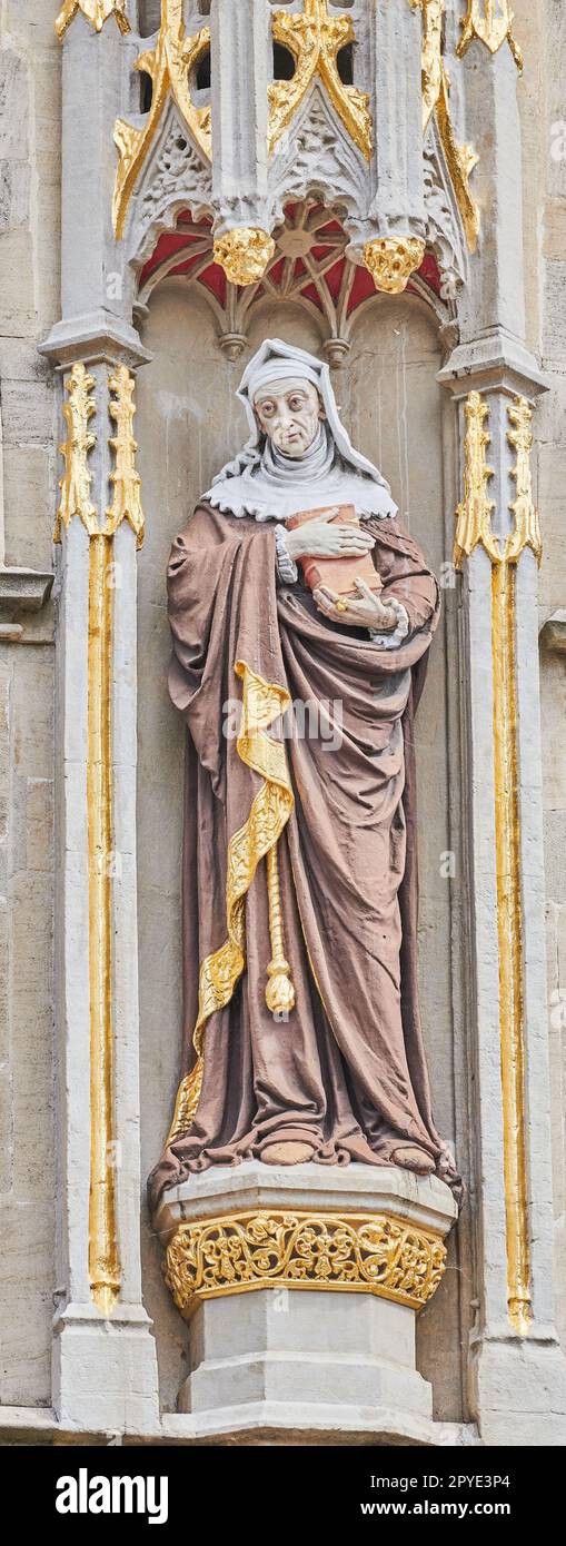 Statue of Margaret Beaufort, founder (mother of King Henry VII and ...