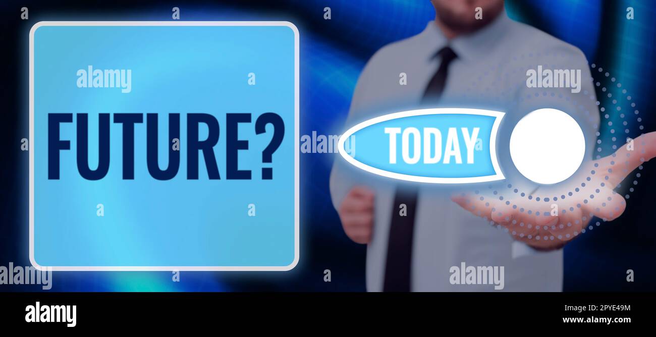 Conceptual caption Future. Word for Period of time following the ...