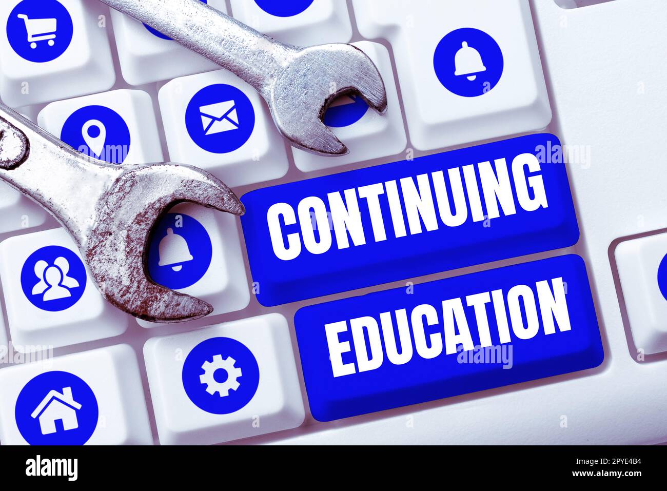 Writing displaying text Continuing Education. Concept meaning Continued ...