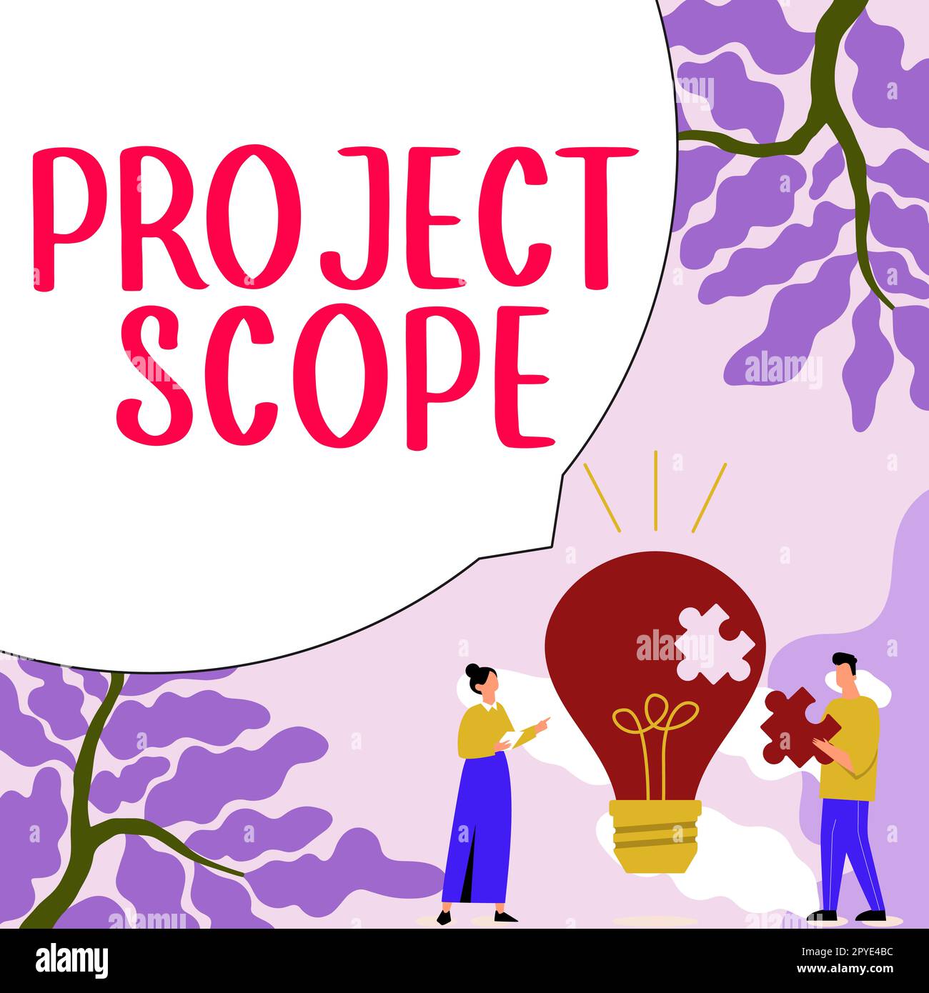 Sign displaying Project Scope. Word for evaluation of work efforts a ...