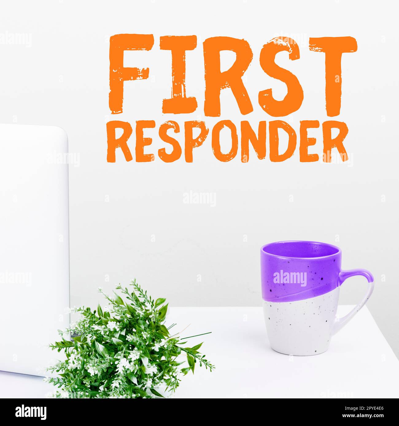 Text showing inspiration First Responder. Word for a person who is ...