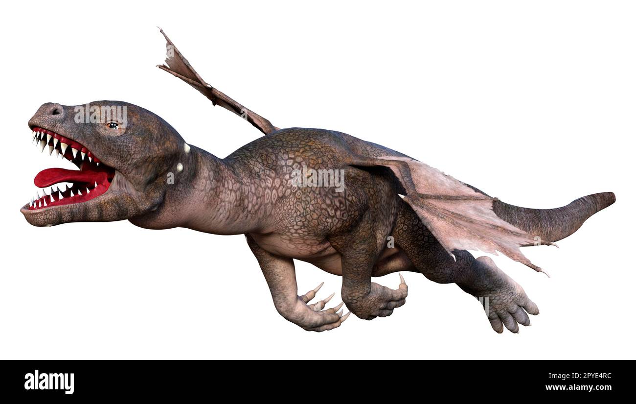 3D rendering of a fantasy dragon isolated on white background Stock ...