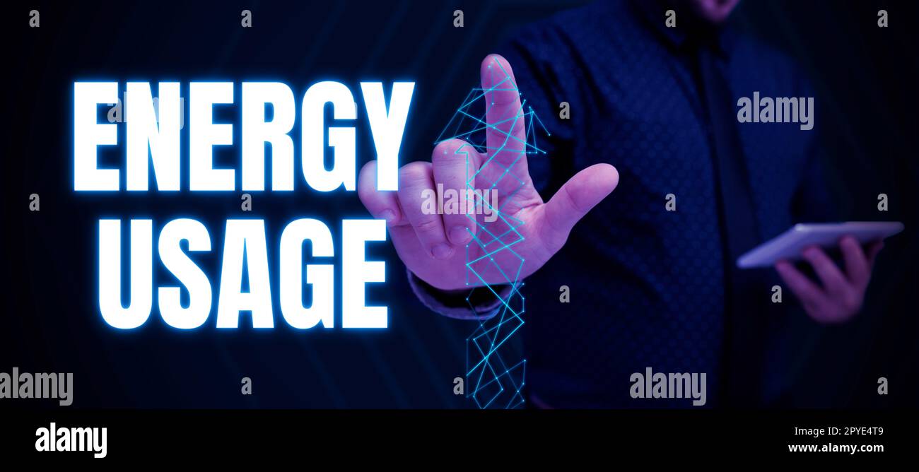 Hand writing sign Energy Usage. Conceptual photo Amount of energy ...