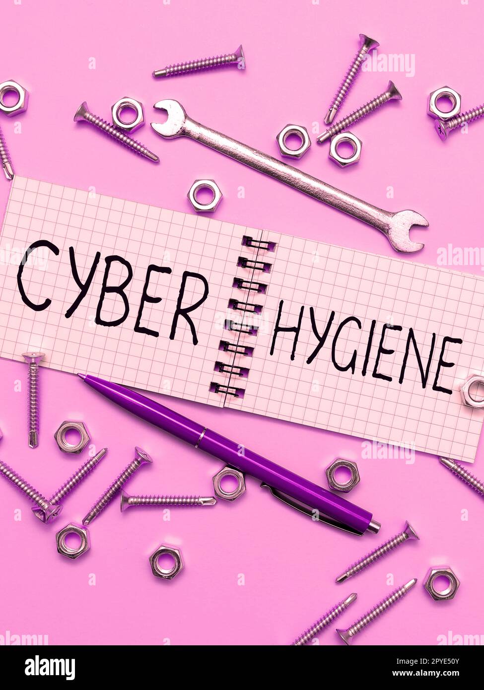 Text sign showing Cyber Hygiene. Word Written on steps that computer ...