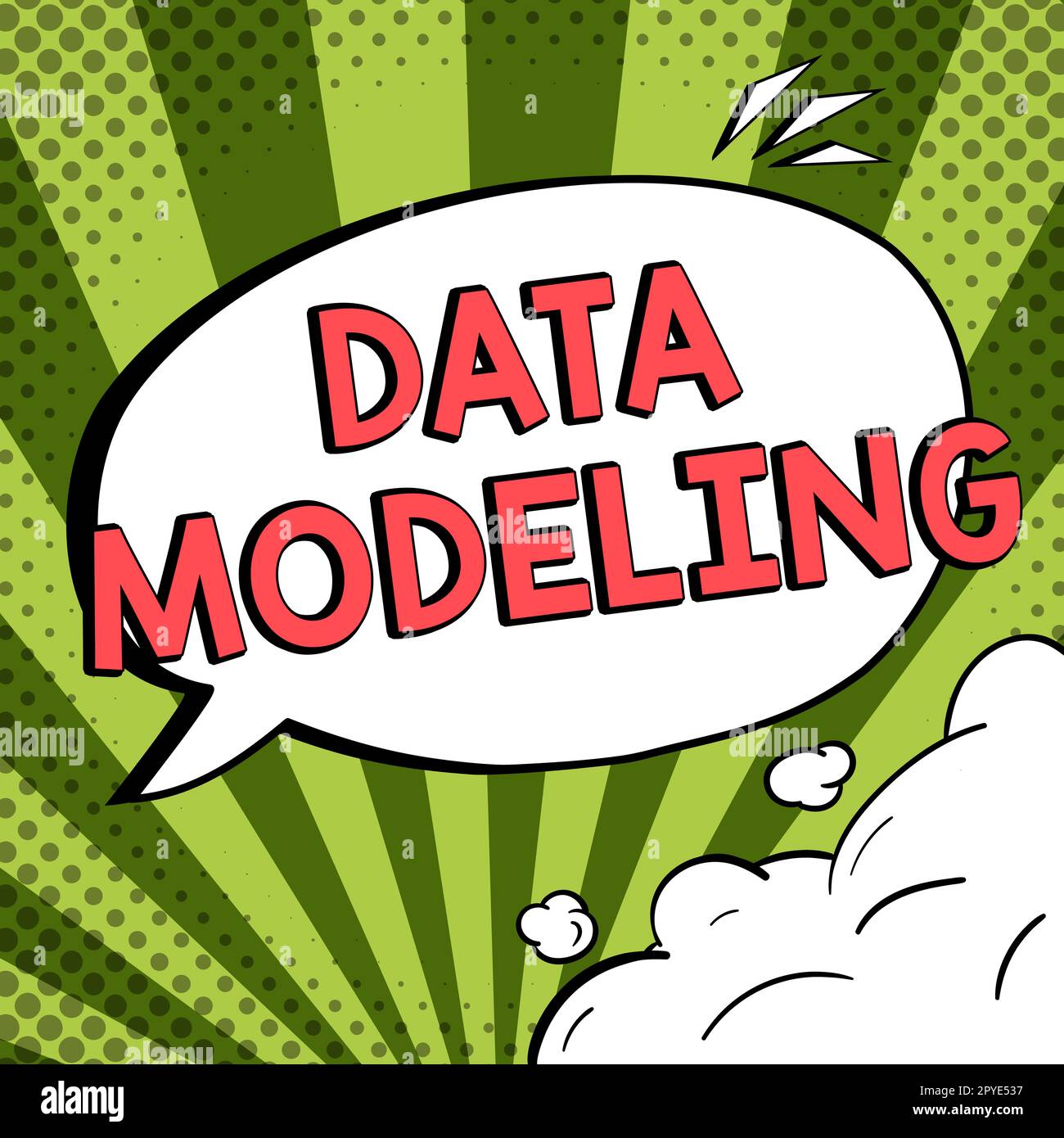 Conceptual display Data Modeling. Business concept process of transferring data between data ...