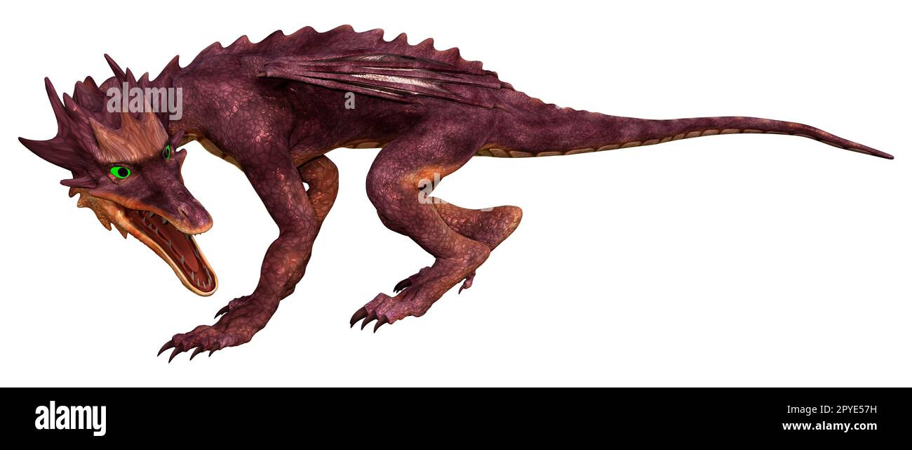3D rendering of a fantasy dragon isolated on white background Stock ...