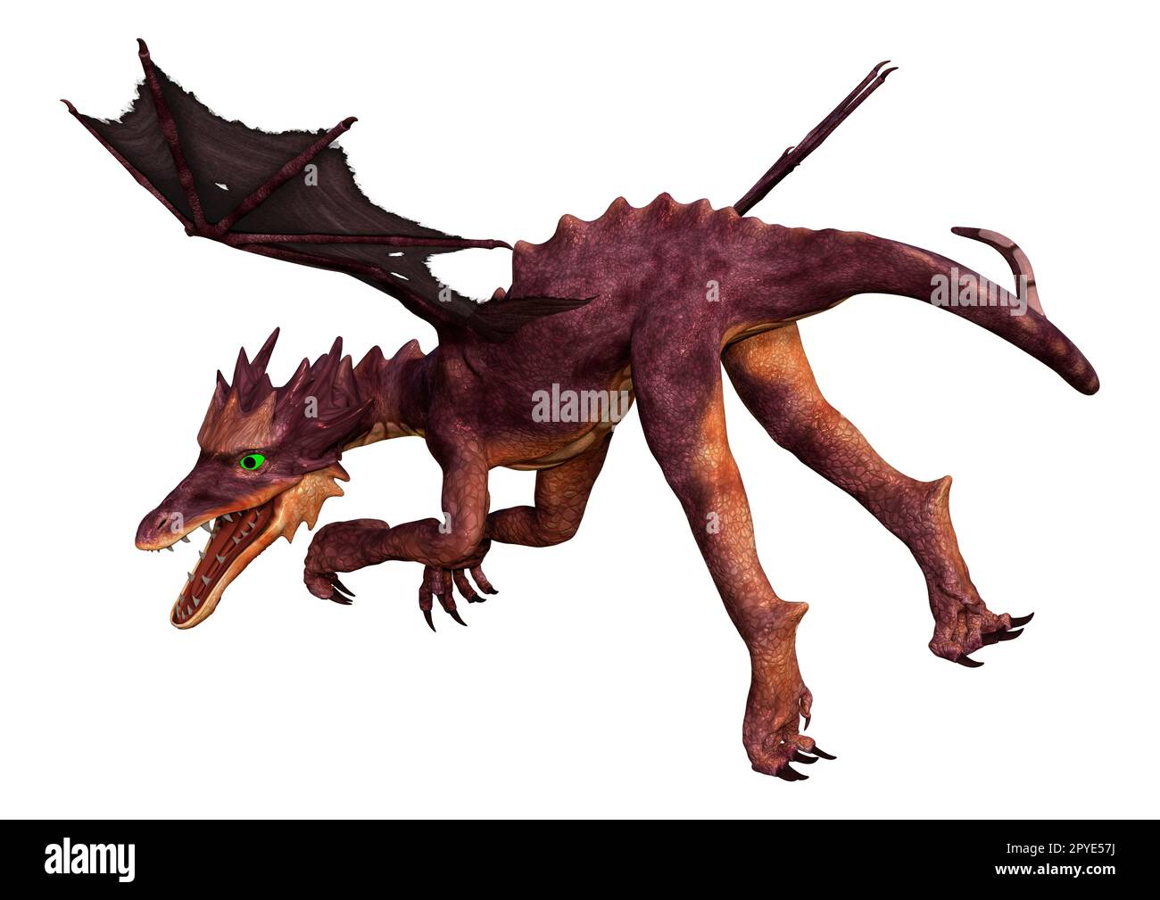 3D rendering of a fantasy dragon isolated on white background Stock ...