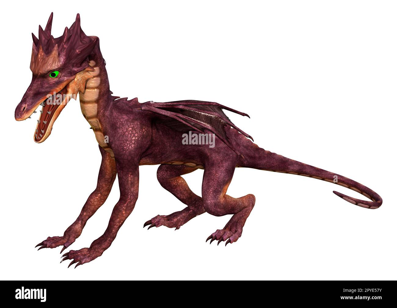 3D rendering of a fantasy dragon isolated on white background Stock ...