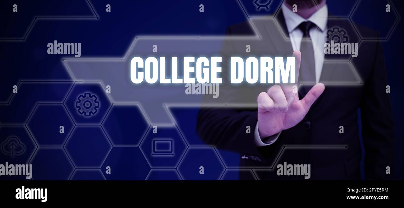 Conceptual caption College Dorm. Word for residence hall providing ...