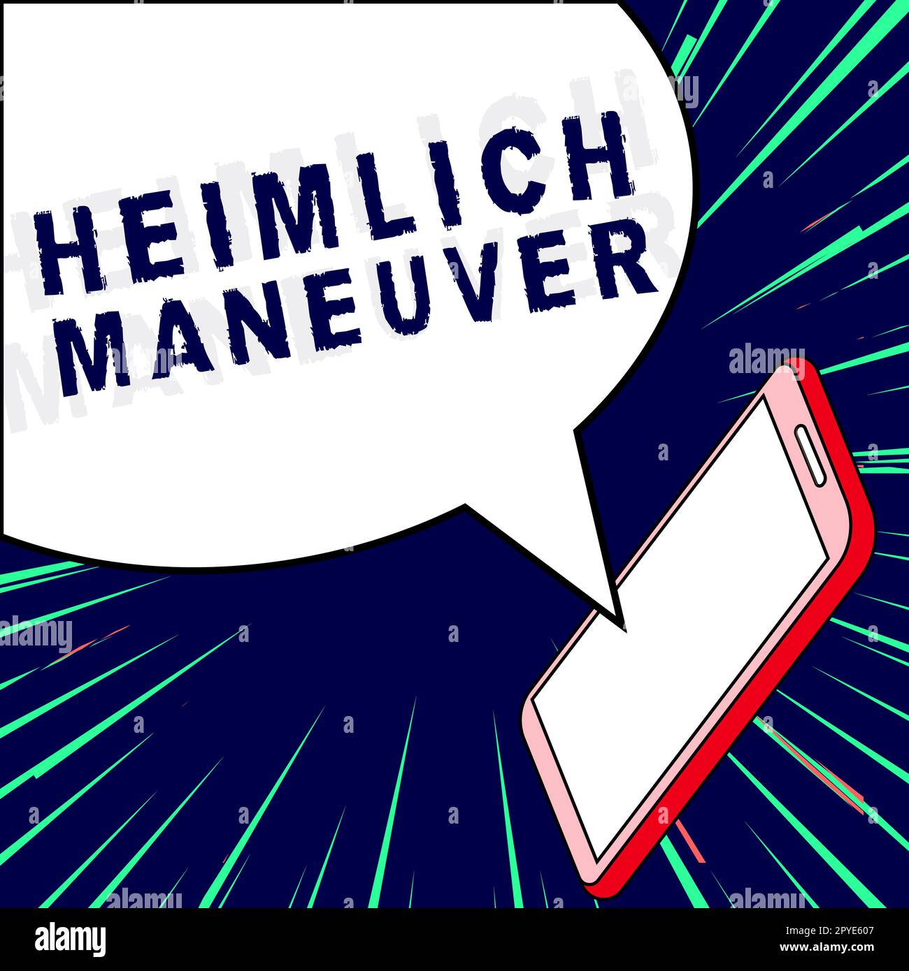 Text caption presenting Heimlich Maneuver. Word Written on application ...