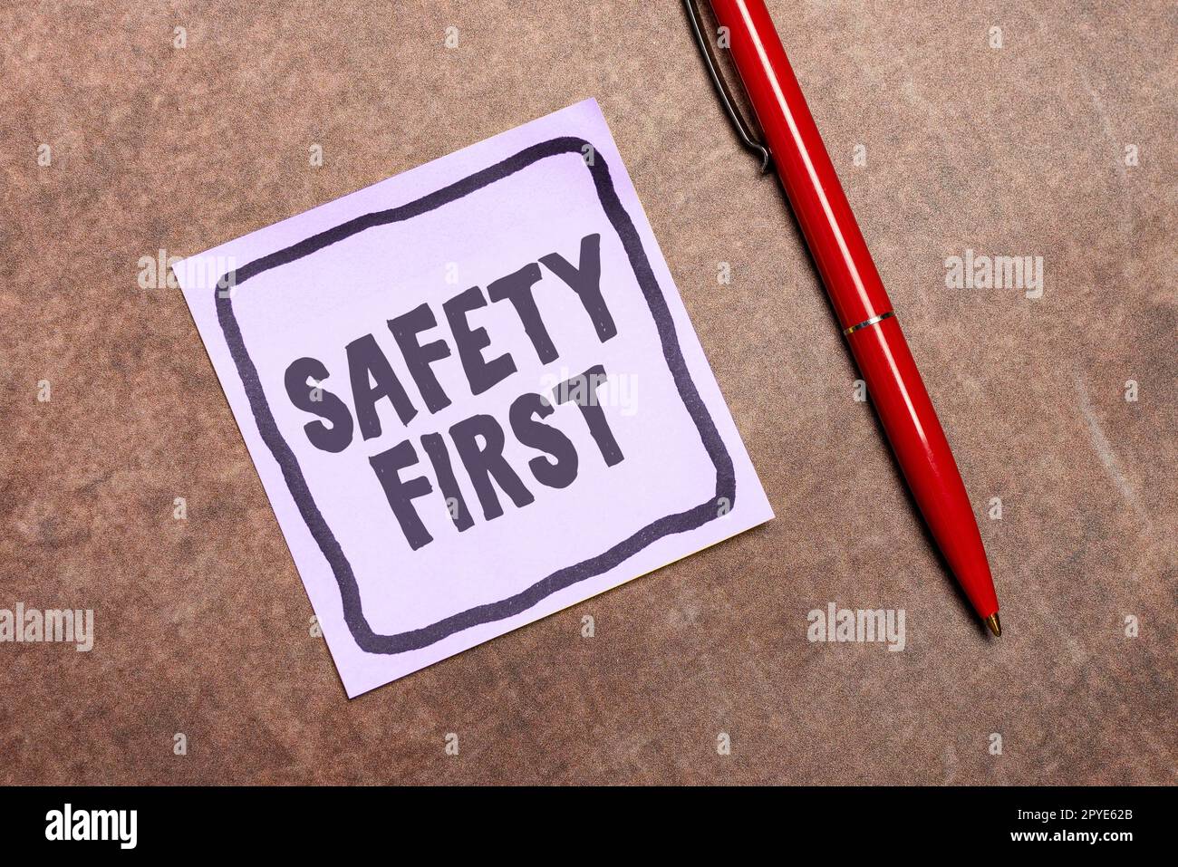 Sign displaying Safety First. Business concept Avoid any unnecessary ...