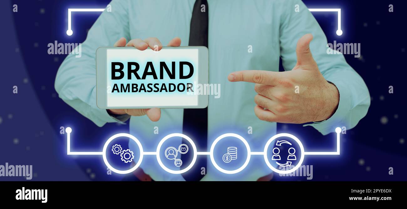 Conceptual caption Brand Ambassador. Internet Concept agent accredited ...