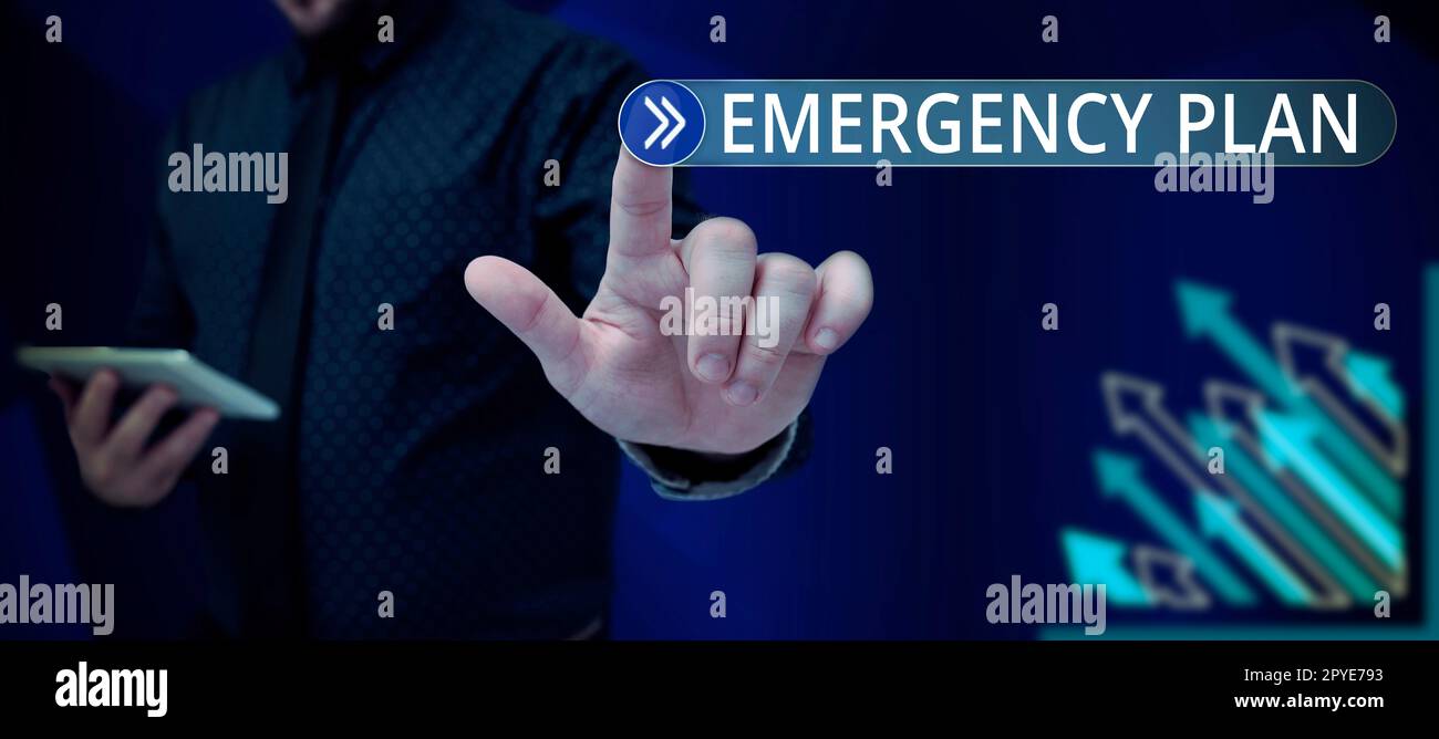 Text caption presenting Emergency Plan. Word Written on Procedures for ...