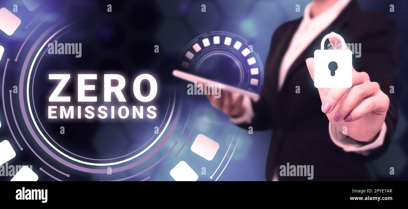 Inspiration showing sign Zero Emissions. Business idea emits no waste ...