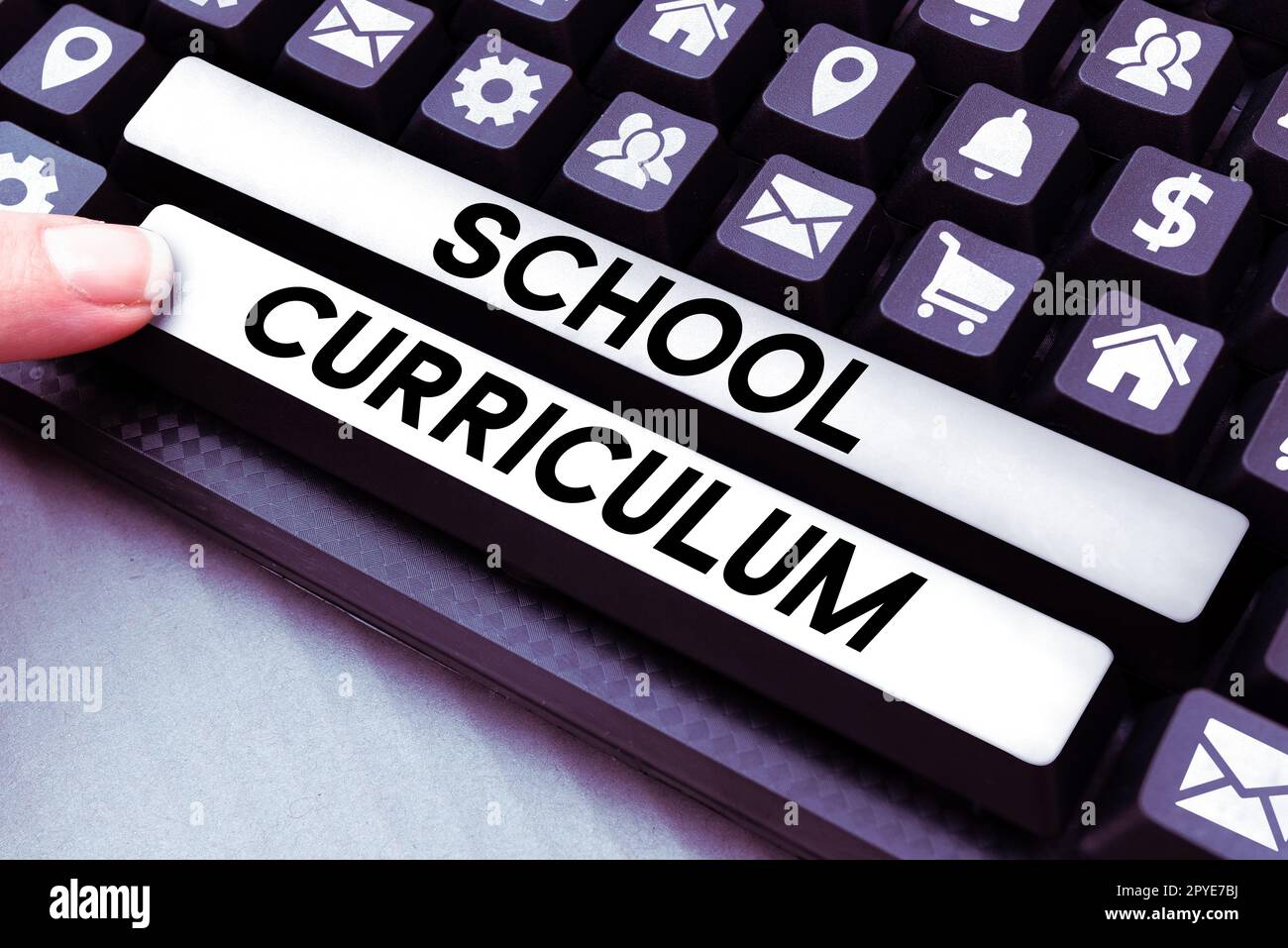 Hand writing sign School Curriculum. Word Written on designed to ...