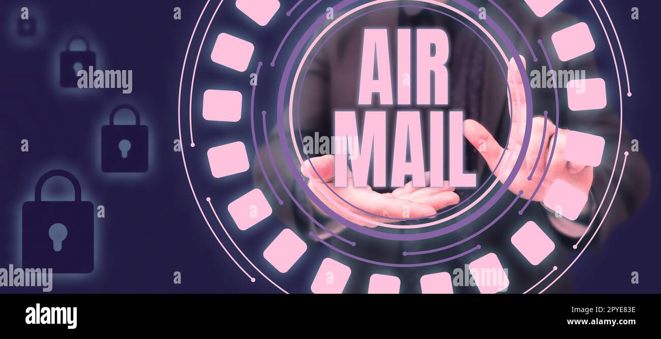 Text showing inspiration Air Mail. Conceptual photo the bags of letters ...