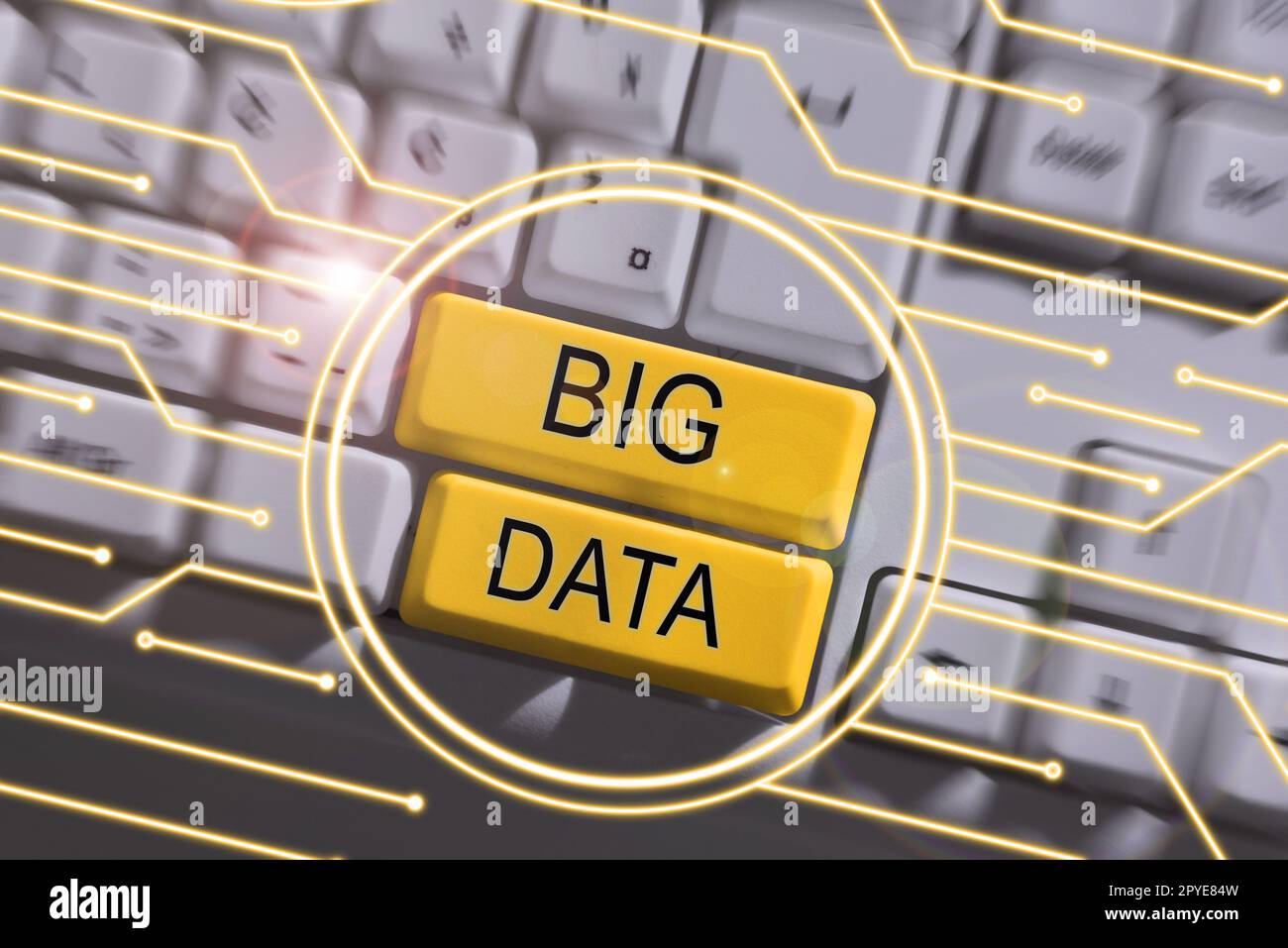 Text caption presenting Big Data. Word Written on sets that so complex ...