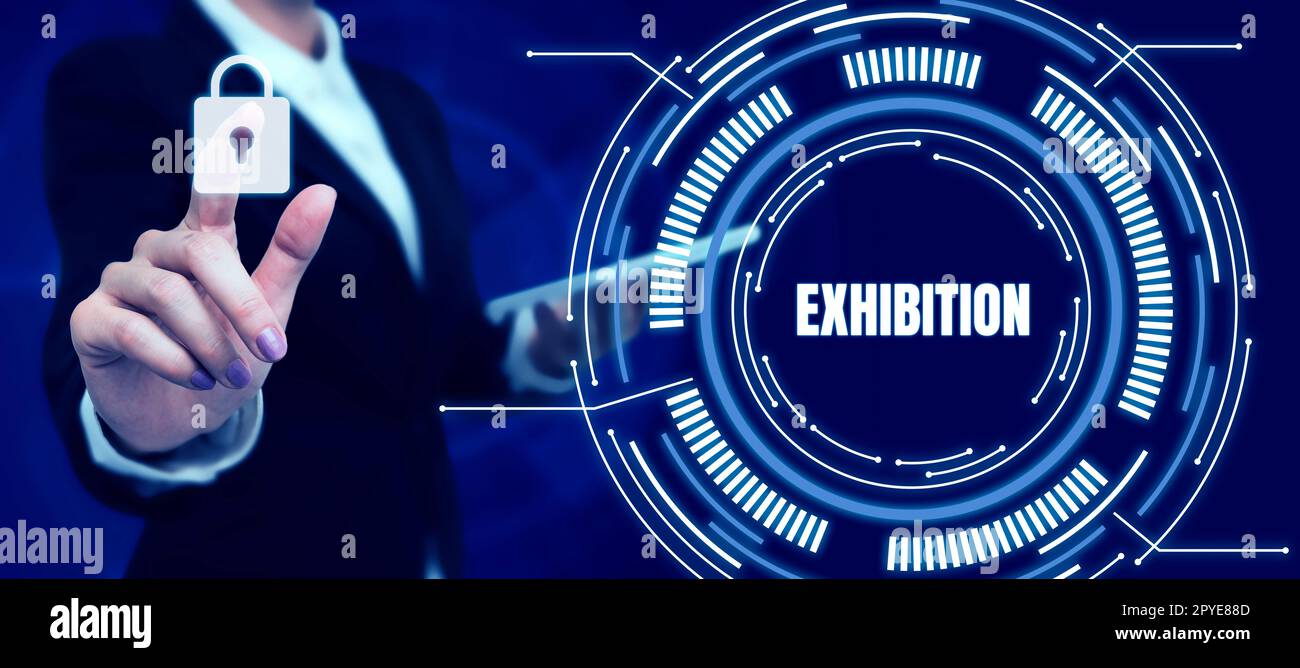 Conceptual caption Exhibition. Concept meaning and act of exposing ...