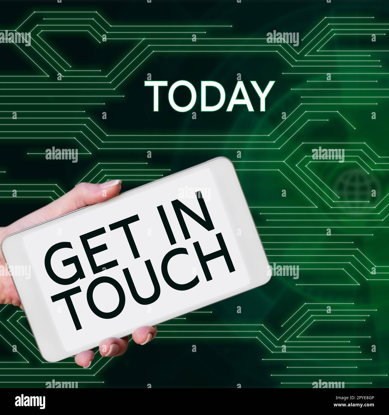 Text sign showing Get In Touch. Business approach Stay in contact ...