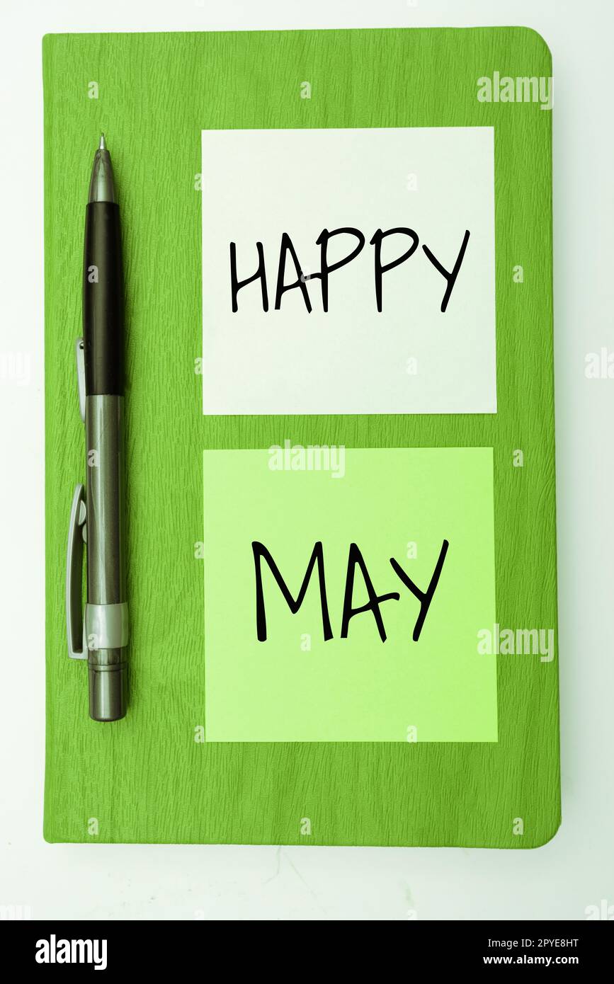 Writing displaying text Happy May. Business approach Happy new month ...