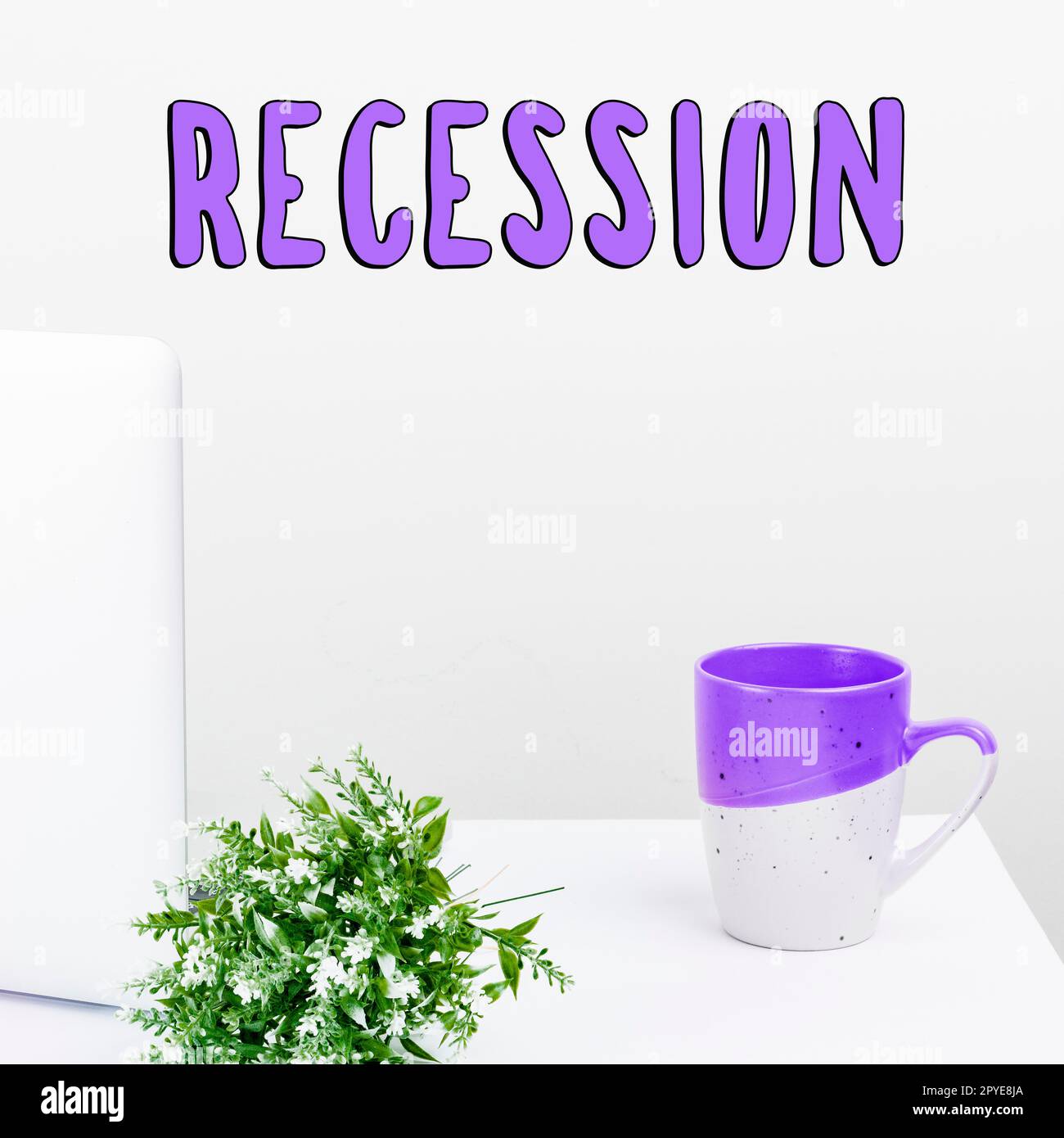 Text showing inspiration Recession. Word for the process of progressive decrease in growing ...