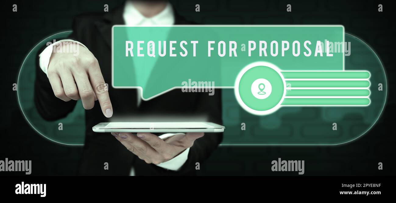 Hand writing sign Request For Proposal. Concept meaning document ...