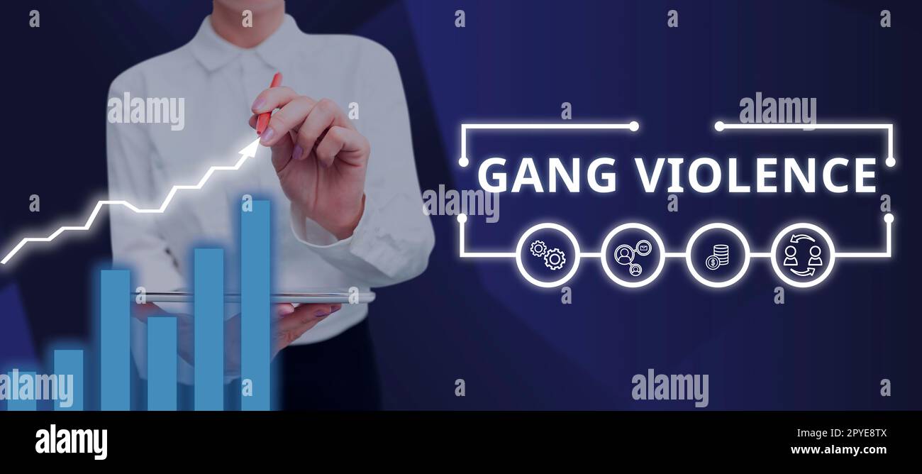 Writing displaying text Gang Violence. Business concept infringement of ...