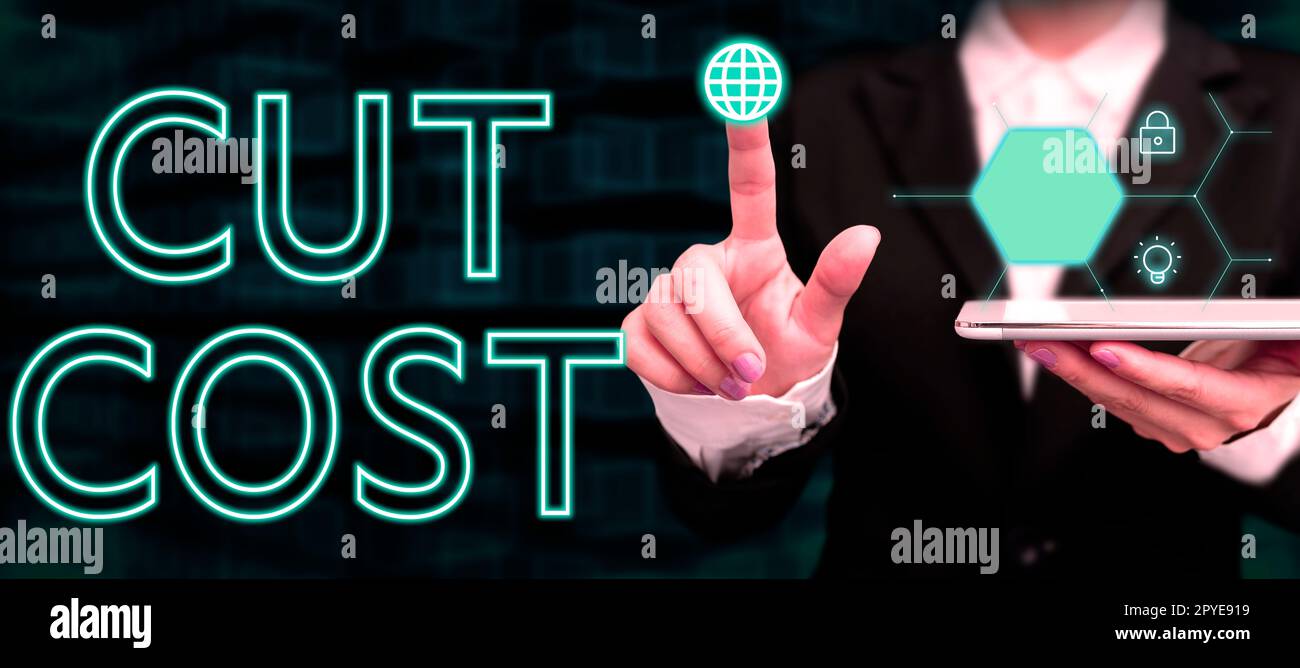 Hand writing sign Cut Cost. Business concept Measures implemented to ...