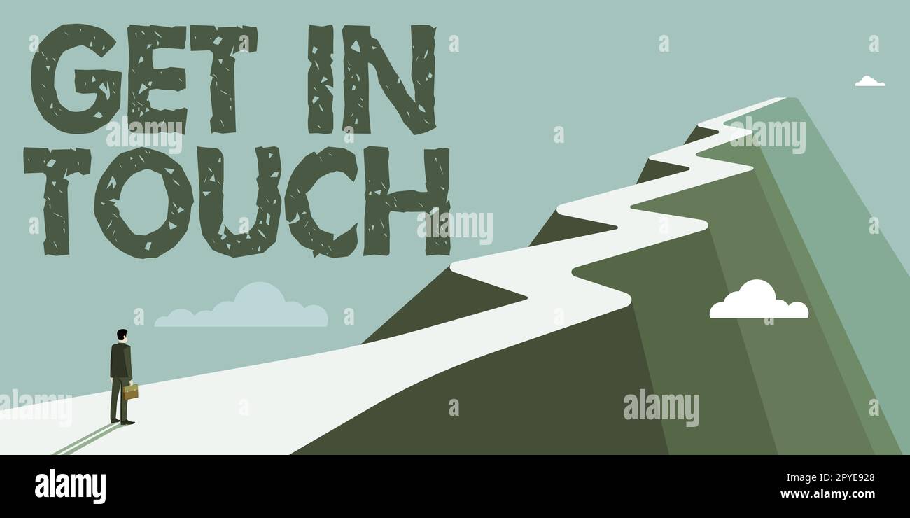 Text caption presenting Get In Touch. Business overview Stay in contact ...