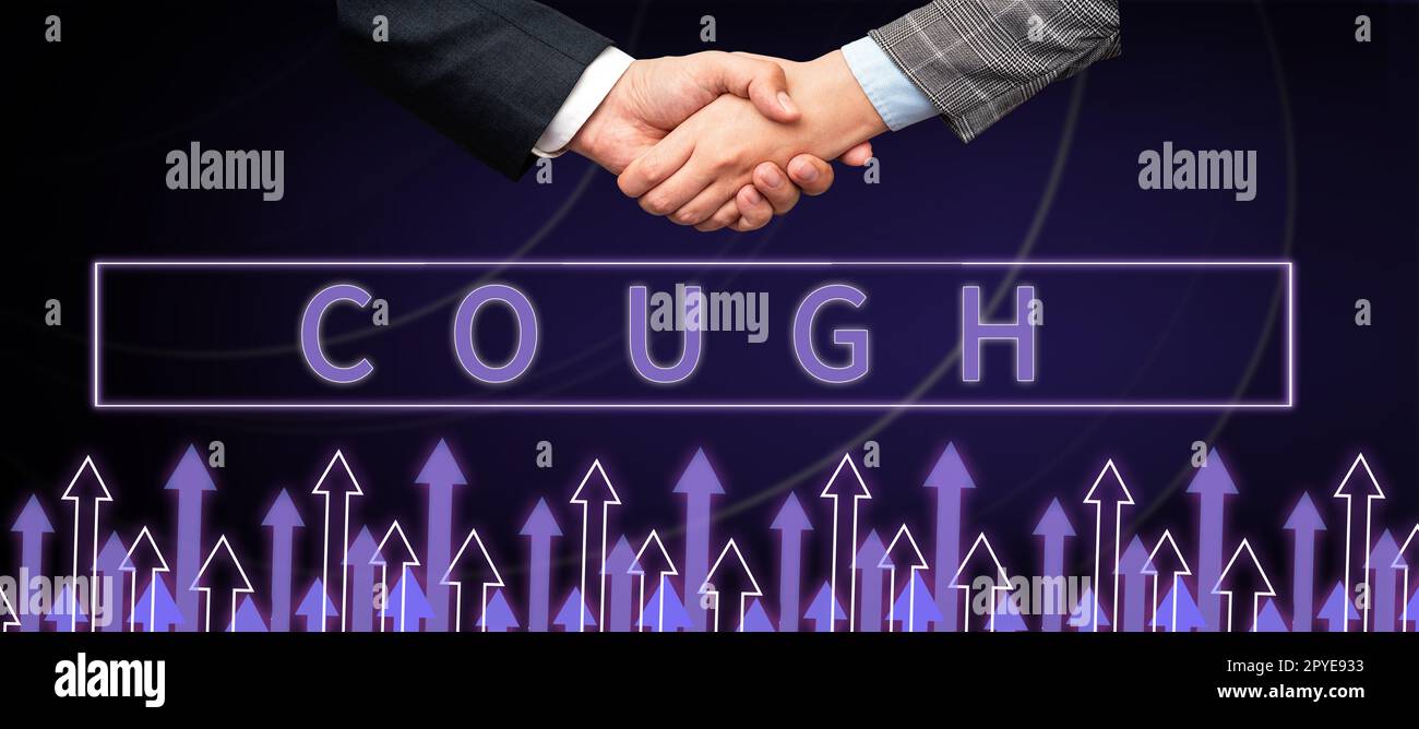 Hand writing sign Cough. Business overview sudden expulsion of air ...