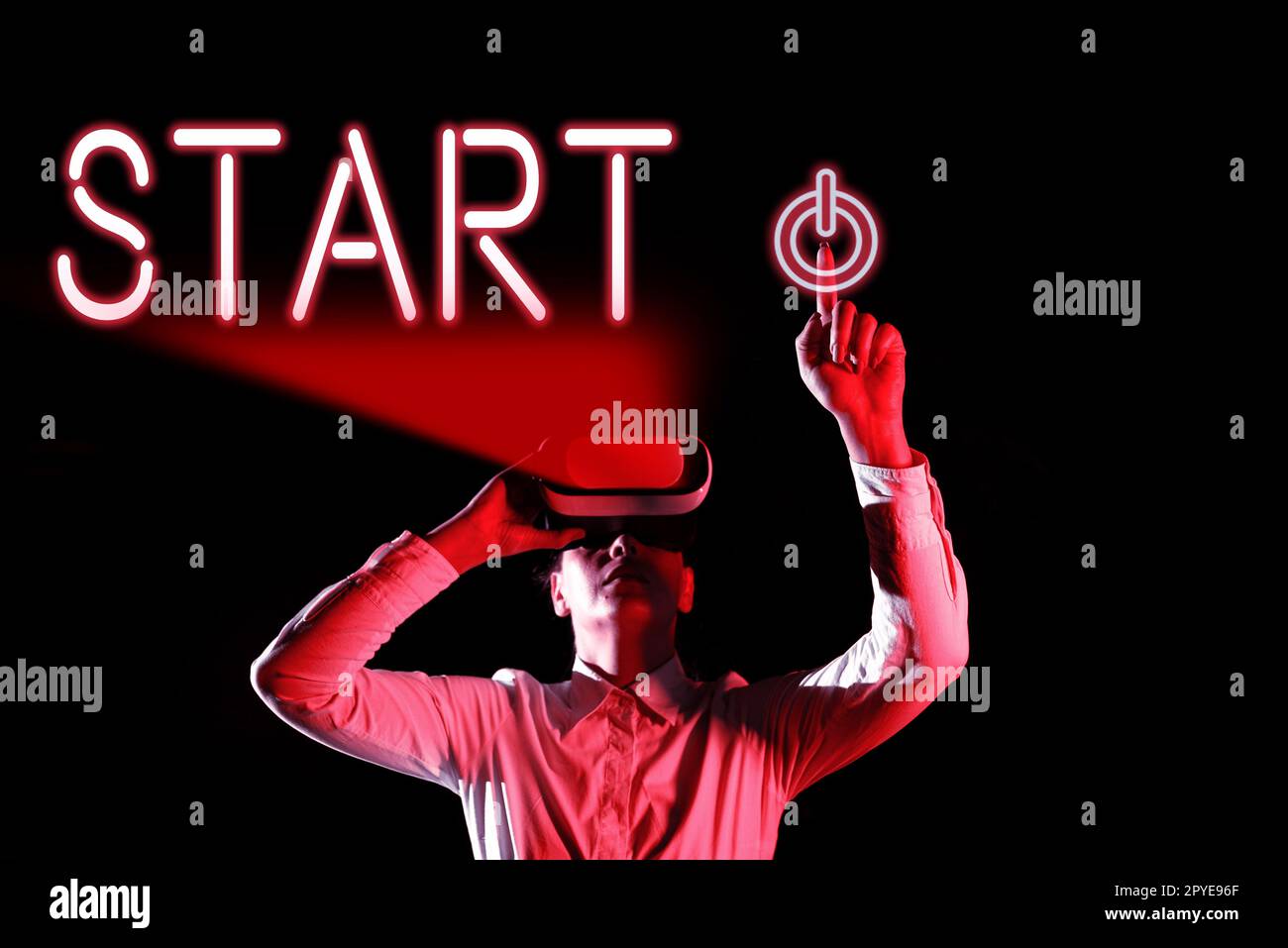 Hand writing sign Start. Concept meaning begin or be reckoned from ...