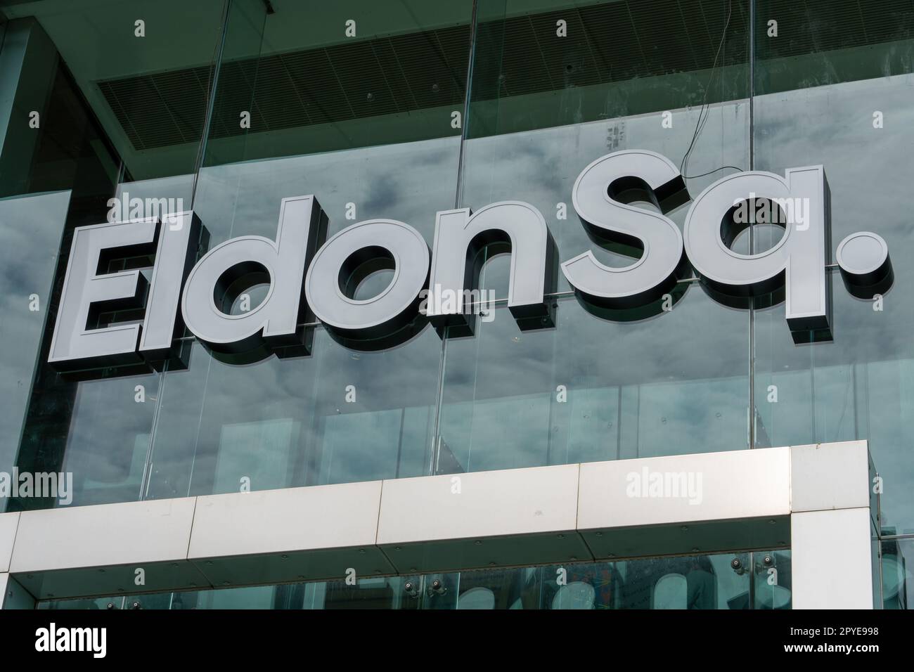 Sign outside Eldon Square, an indoor shopping centre operated by Intu ...