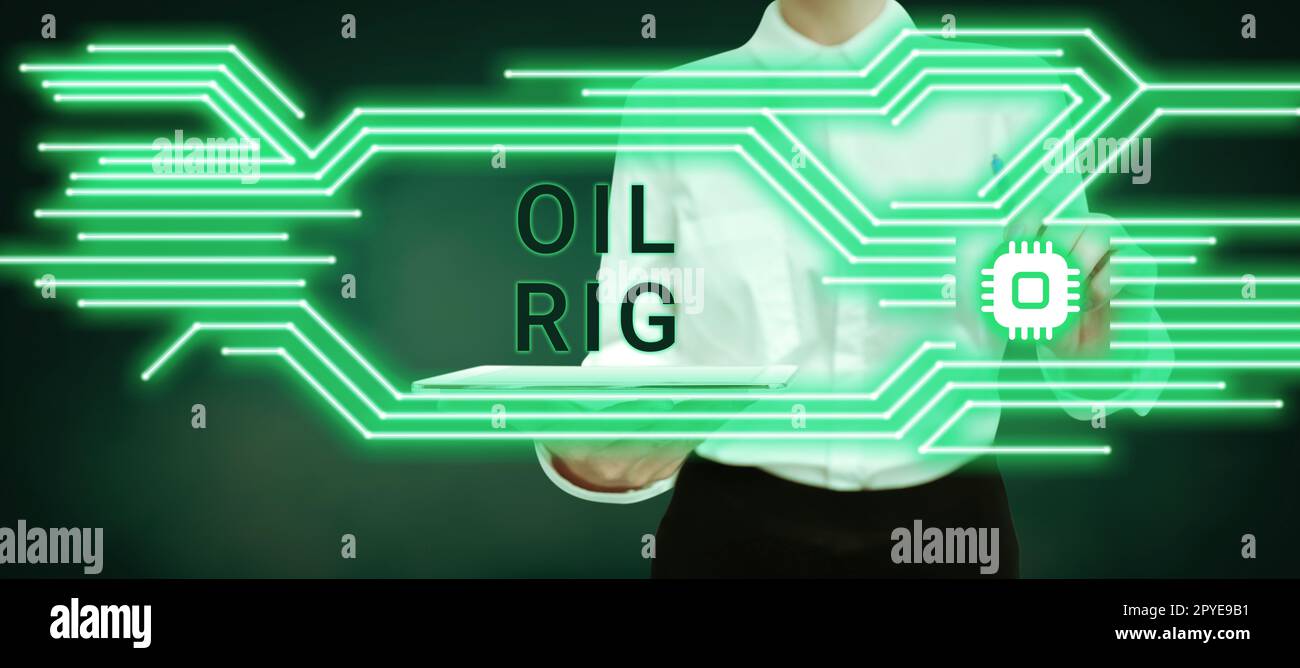 Inspiration showing sign Oil Rig. Word Written on large structure with ...