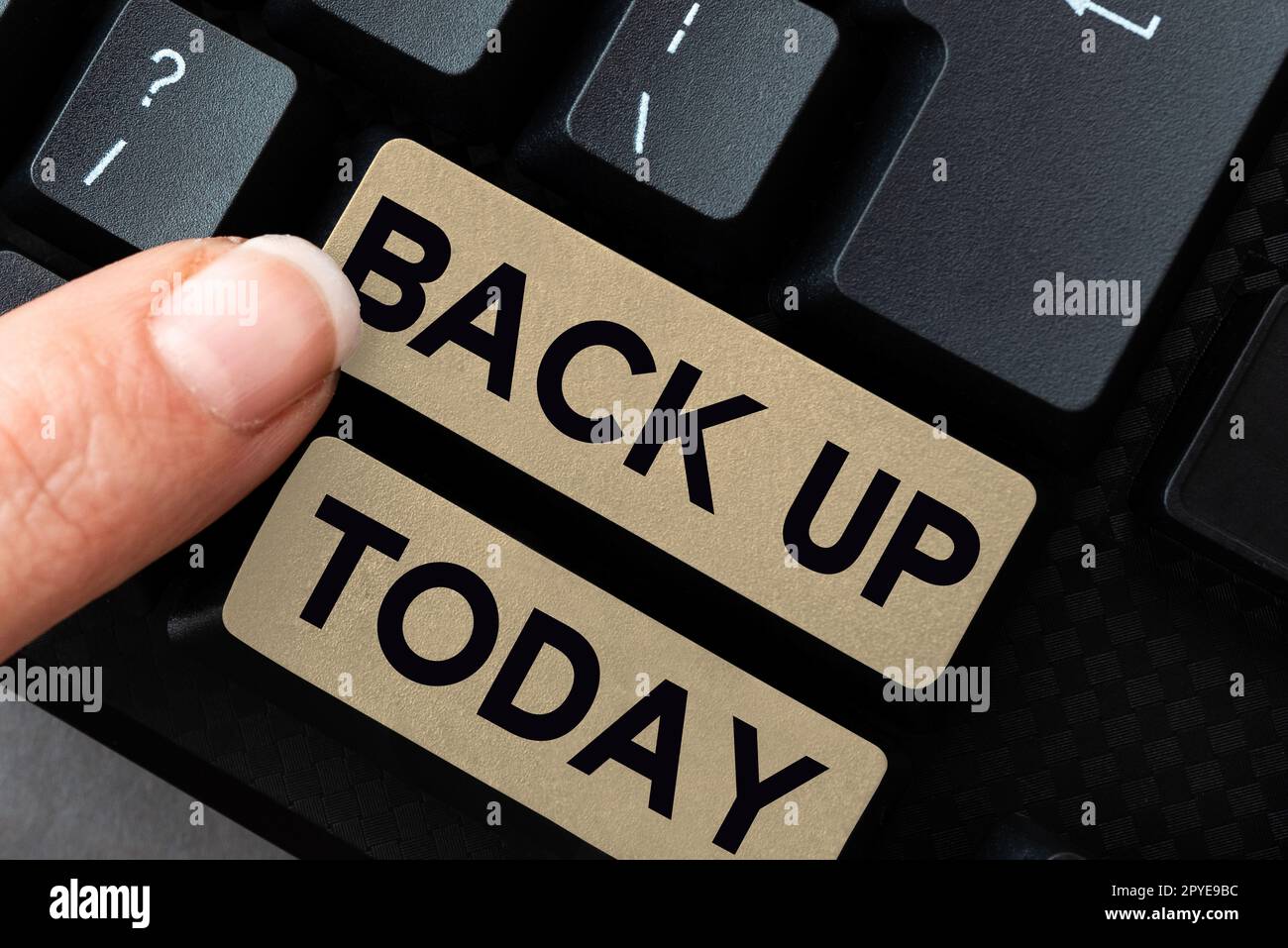 Conceptual caption Back Up. Business concept saving important data into ...