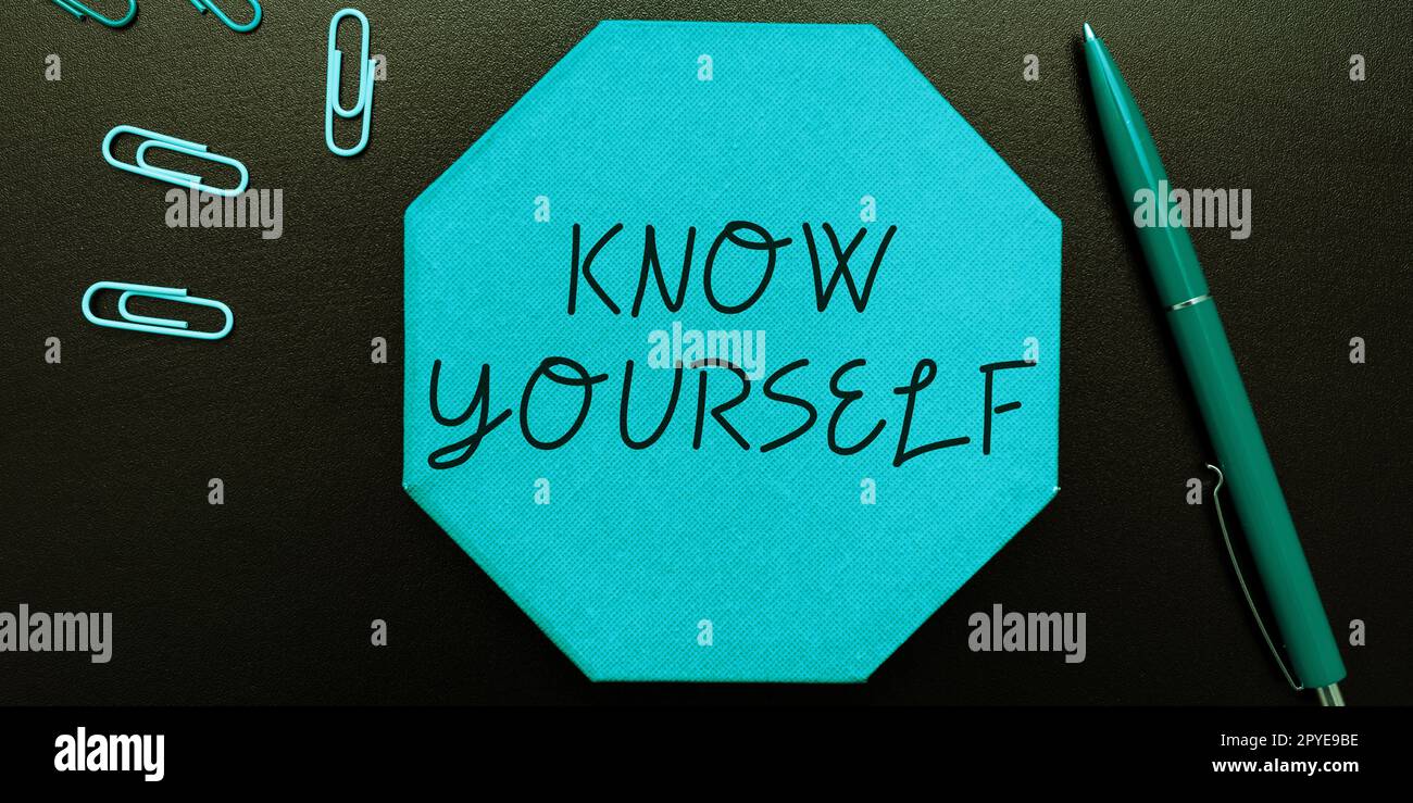 Text caption presenting Know Yourself. Word Written on Find You ...