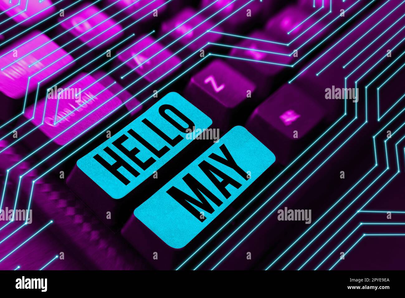 Conceptual caption Hello May. Word for to address the fifth month of ...