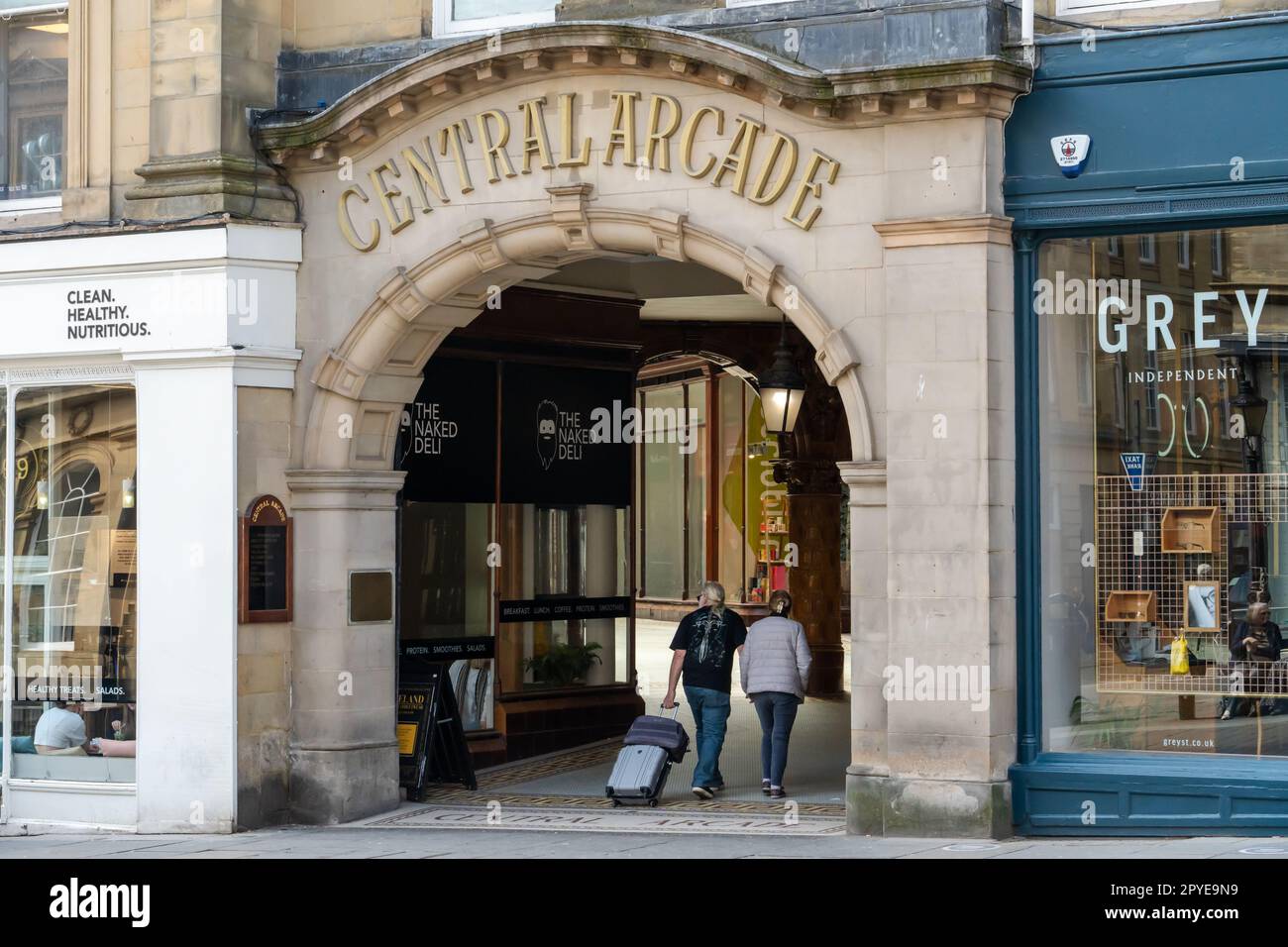 A view of the entrance to Central Arcade on Grainger Street in the city ...