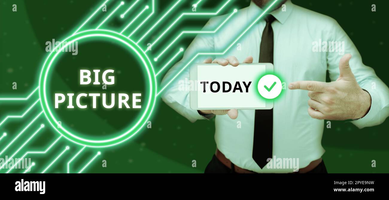 Sign displaying Big Picture. Conceptual photo most important facts ...