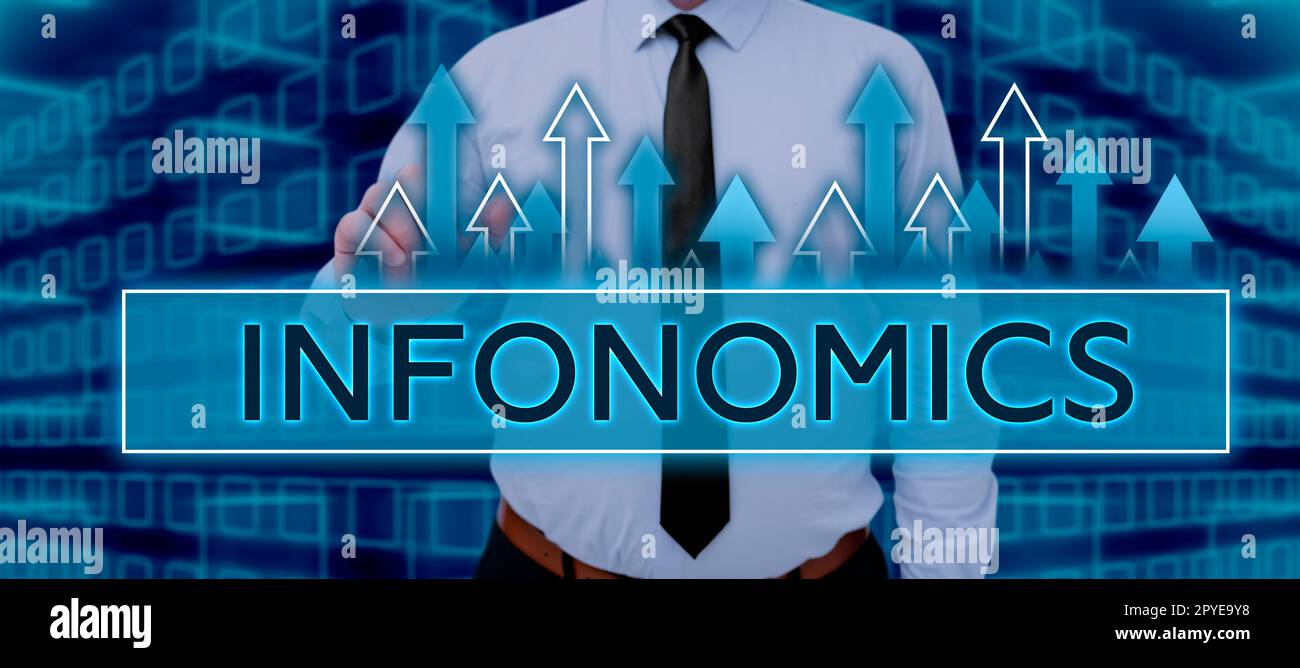 Text caption presenting Infonomics. Business approach visual image used ...
